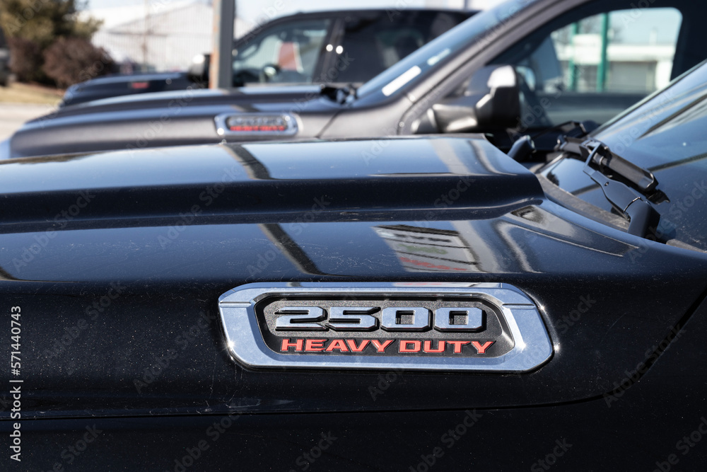 Ram 2500 display at a Stellantis dealership. Ram offers the 2500 in ...