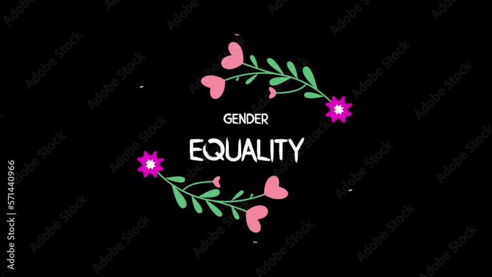 Gender equality floral text animation with alpha channel for ...