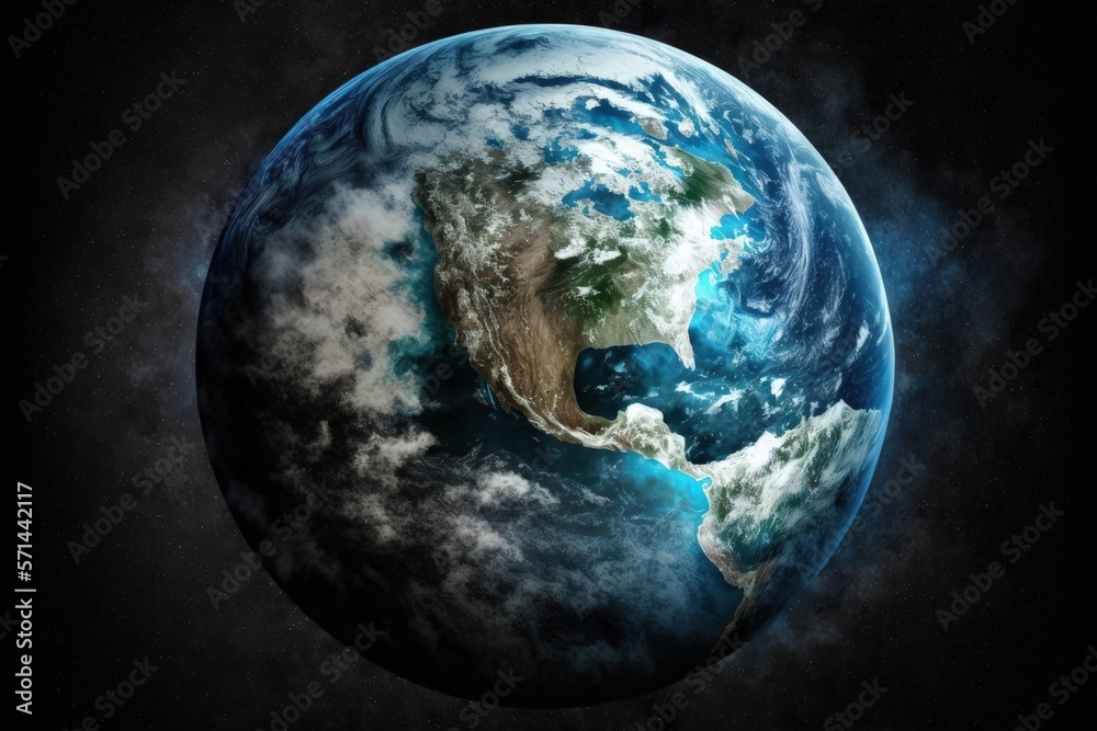 Earth, a tiny blue planet in outer space. This image's components were ...