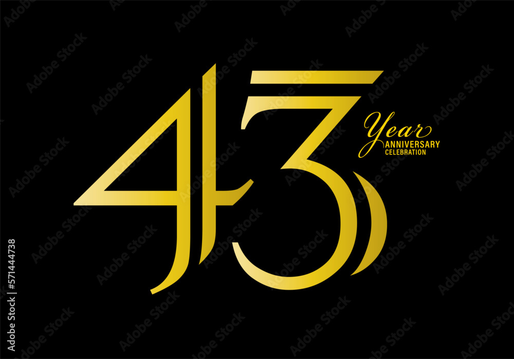 43 years anniversary celebration logotype gold color vector, 43th ...