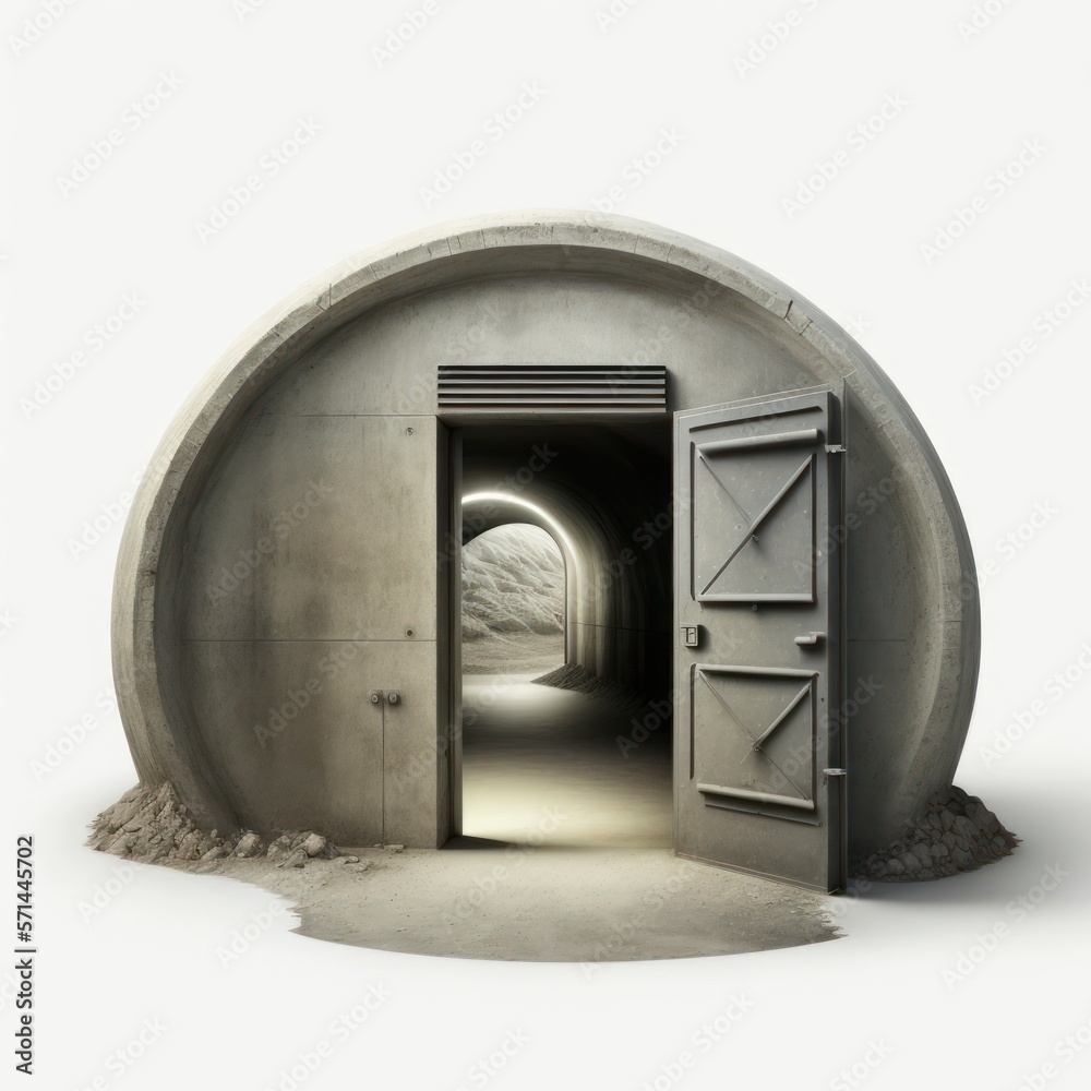 Detailed illustration of the entrance to an underground doomsday ...