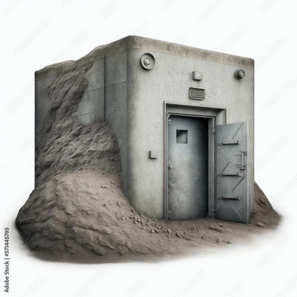Detailed illustration of the entrance to an underground doomsday ...