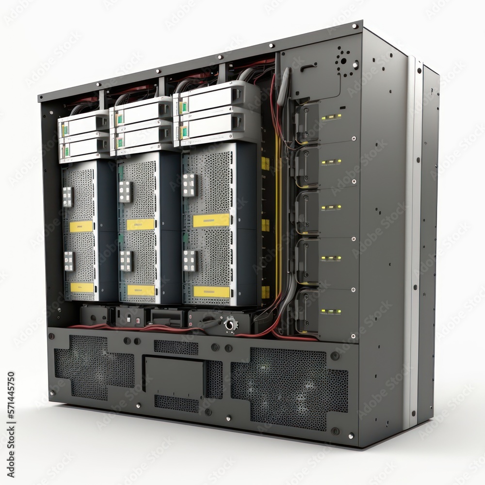 Detailed illustration of a modern IT server rack data center with ...