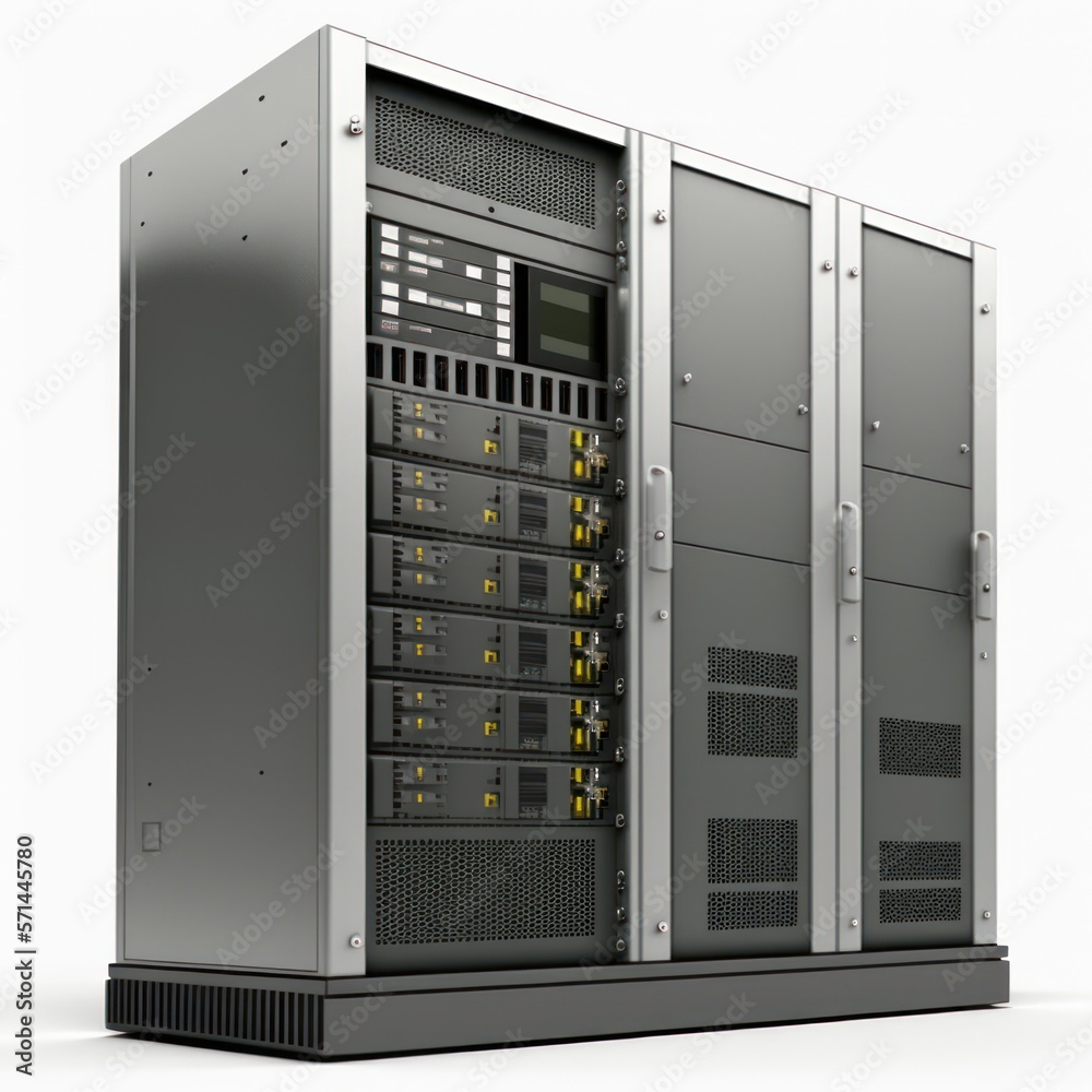 Detailed illustration of a modern IT server rack data center with ...