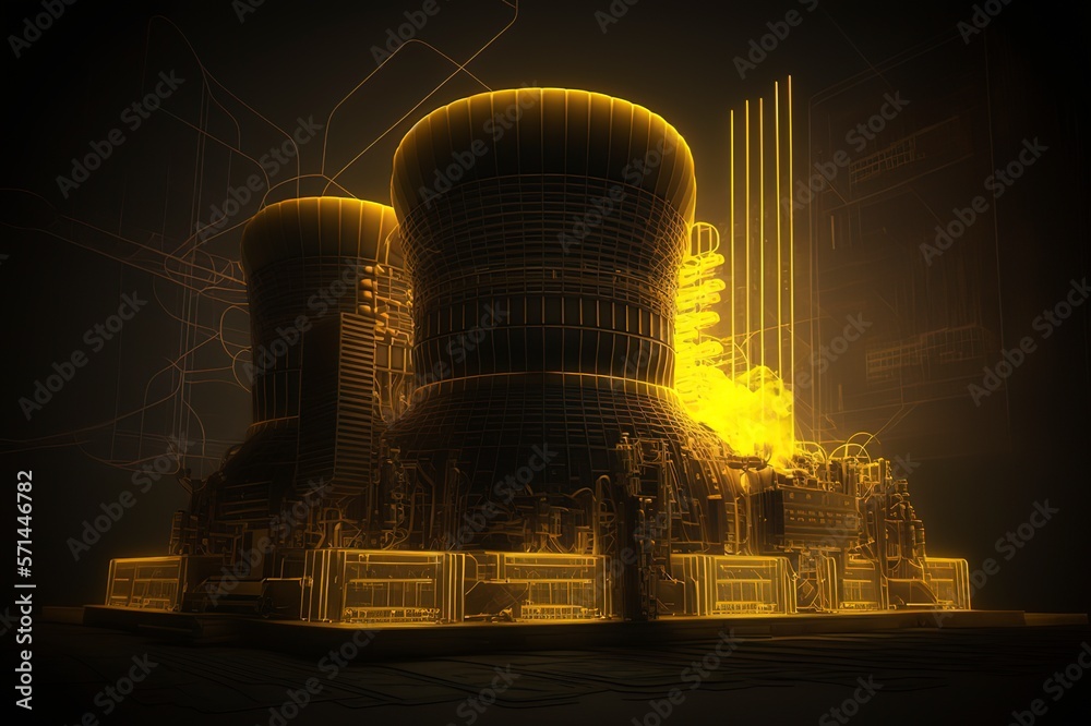 BluePrint. Engineering drawing of a super powerful nuclear reactor ...