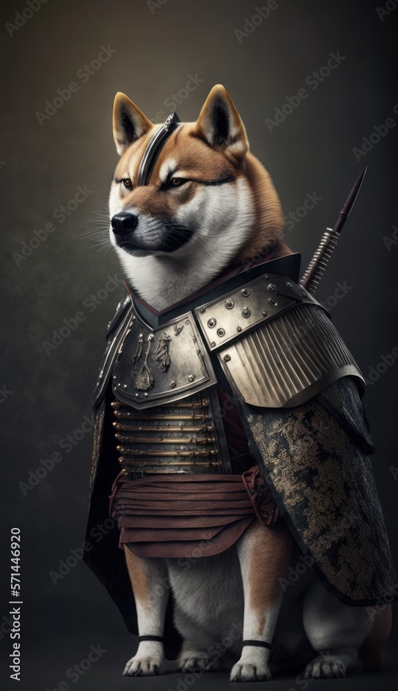 Majestic Animal Akita Shogun in Samurai Armor: A Depiction of Japanese ...