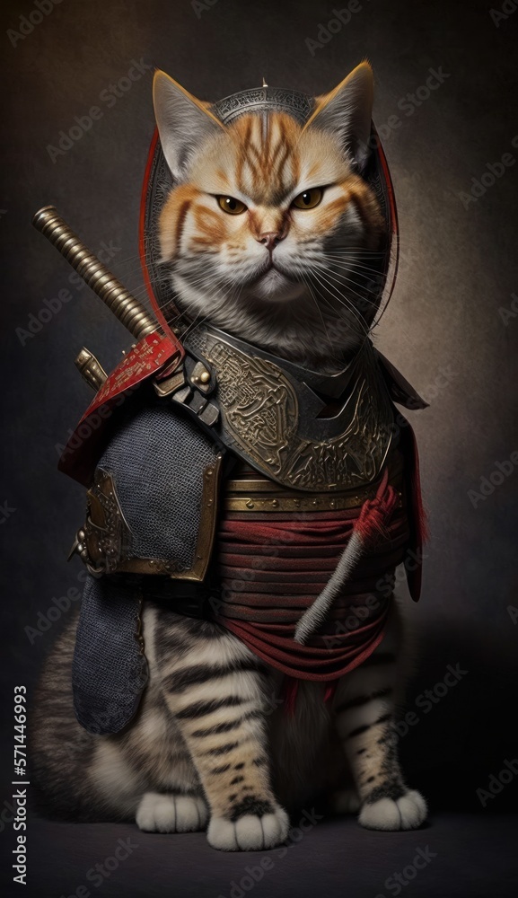 Majestic Animal American Shorthair Shogun in Samurai Armor: A Depiction ...