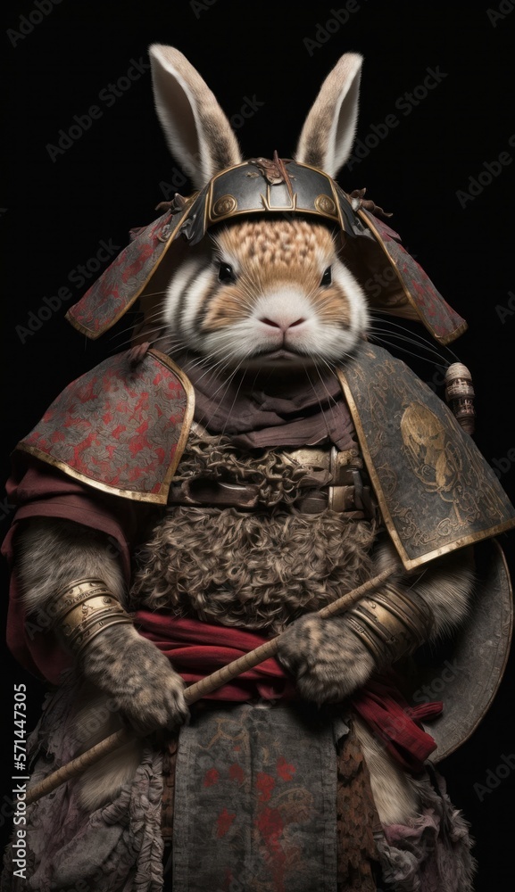 Majestic Animal bunny Shogun in Samurai Armor: A Depiction of Japanese ...