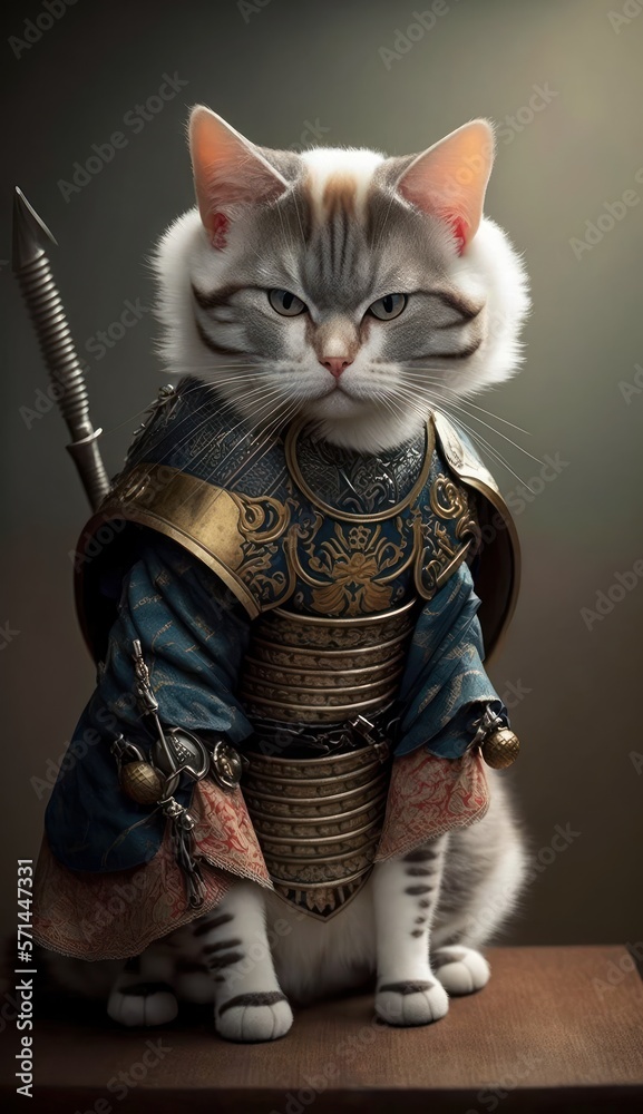 Majestic Animal Burmilla Shogun in Samurai Armor: A Depiction of ...