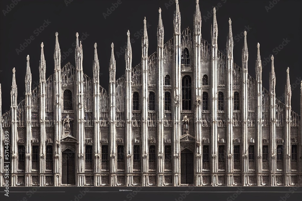 Facade of the Duomo di Milano isolated on transparent background (Milan ...