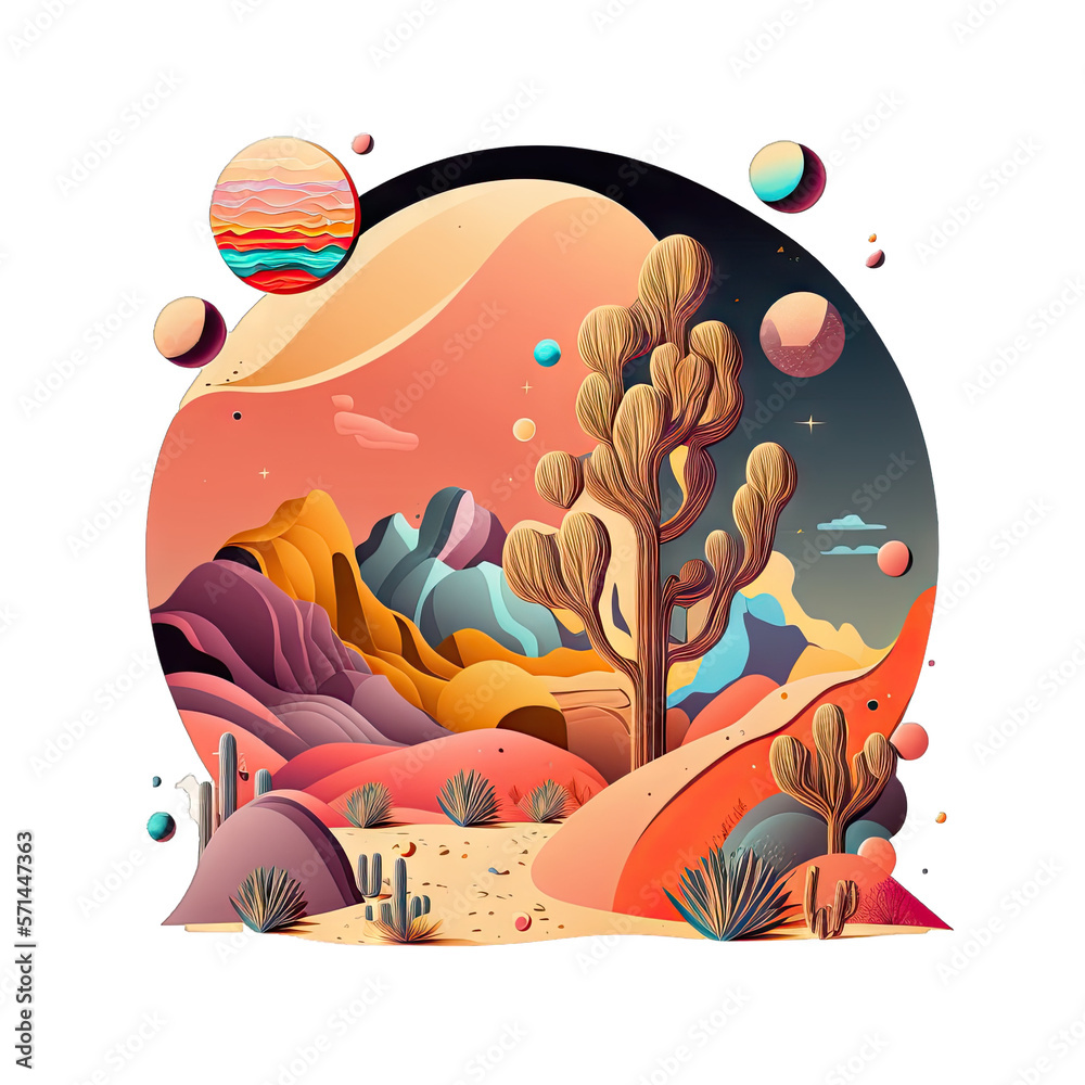 Nature desert Design Elements Isolated Transparent Background: Colorful ...