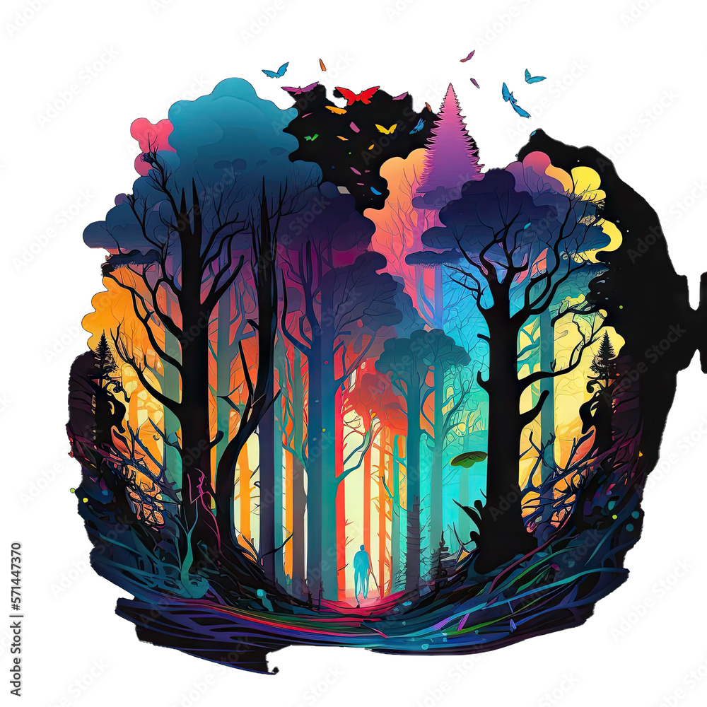 Nature forest Design Elements Isolated Transparent Background: Colorful ...