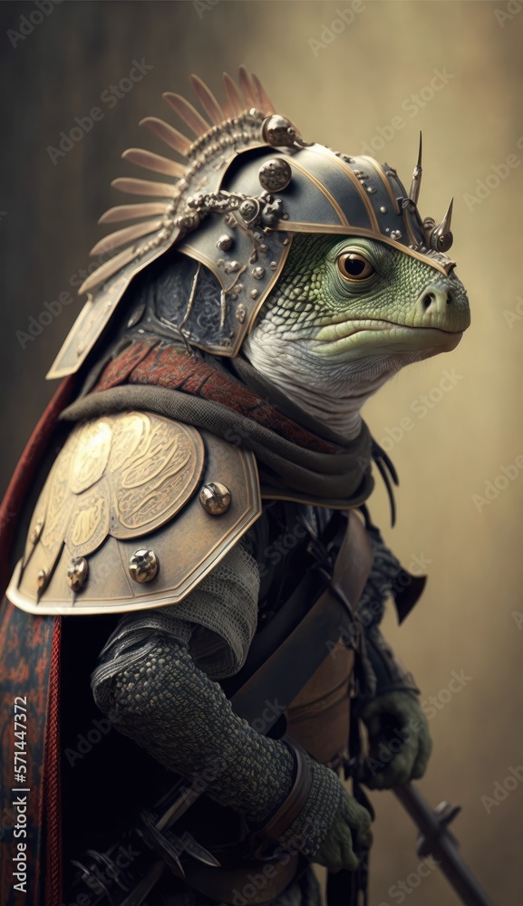 Majestic Animal Chameleon Shogun in Samurai Armor: A Depiction of ...