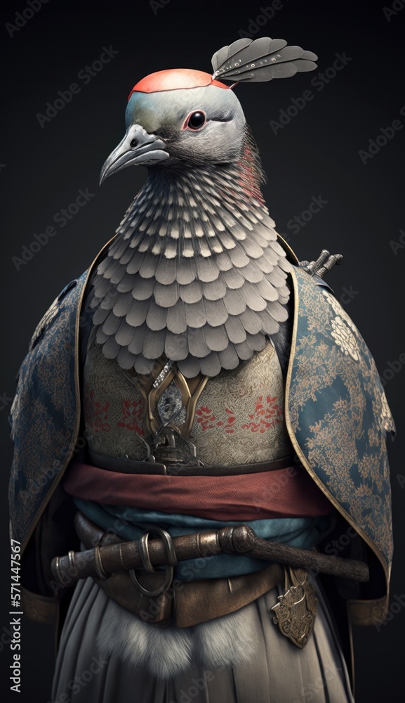 Majestic Animal Dove Shogun in Samurai Armor: A Depiction of Japanese ...