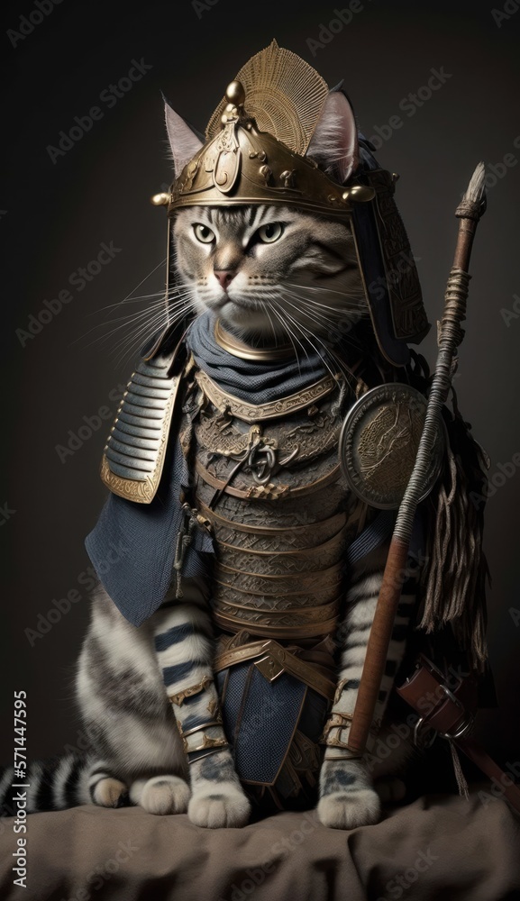 Majestic Animal Egyptian Mau Shogun in Samurai Armor: A Depiction of ...