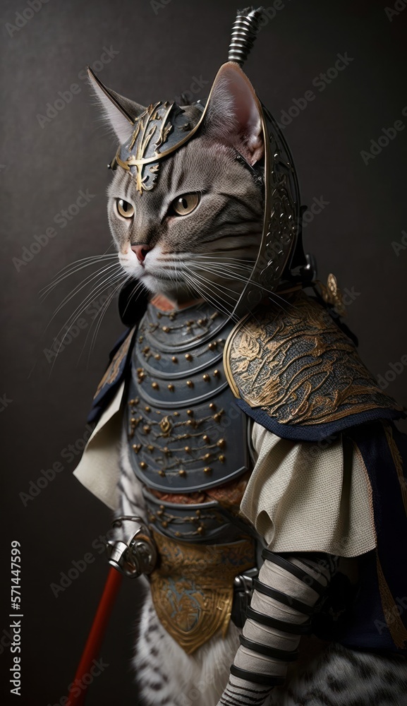 Majestic Animal Egyptian Mau Shogun in Samurai Armor: A Depiction of ...