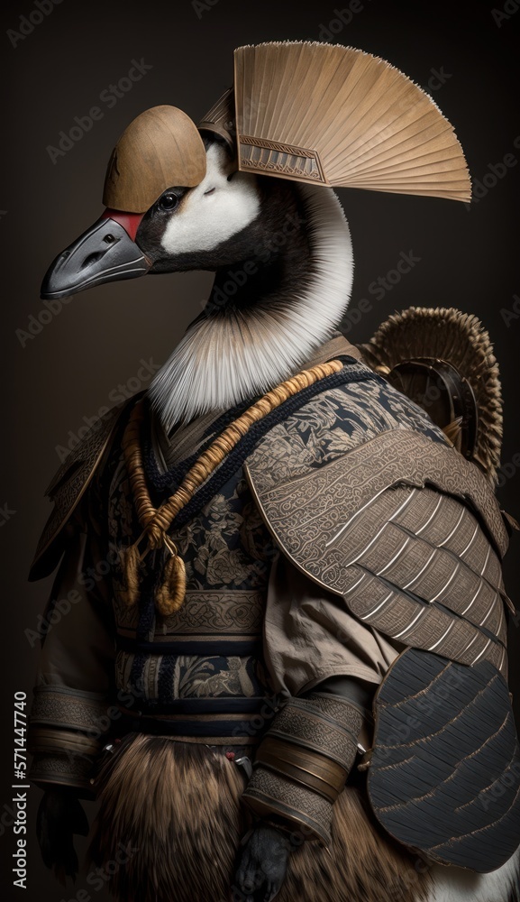 Majestic Animal Goose Shogun in Samurai Armor: A Depiction of Japanese ...