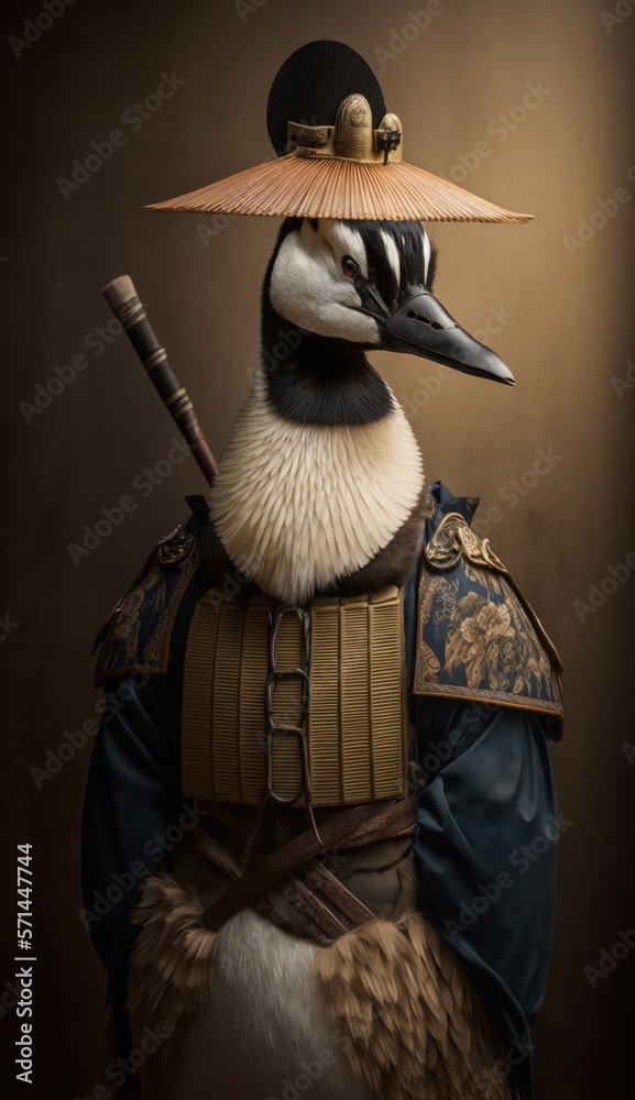 Majestic Animal Goose Shogun in Samurai Armor: A Depiction of Japanese ...