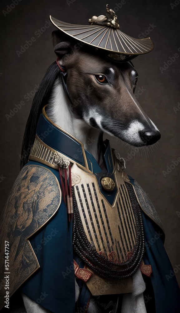 Majestic Animal Greyhound Shogun in Samurai Armor: A Depiction of ...