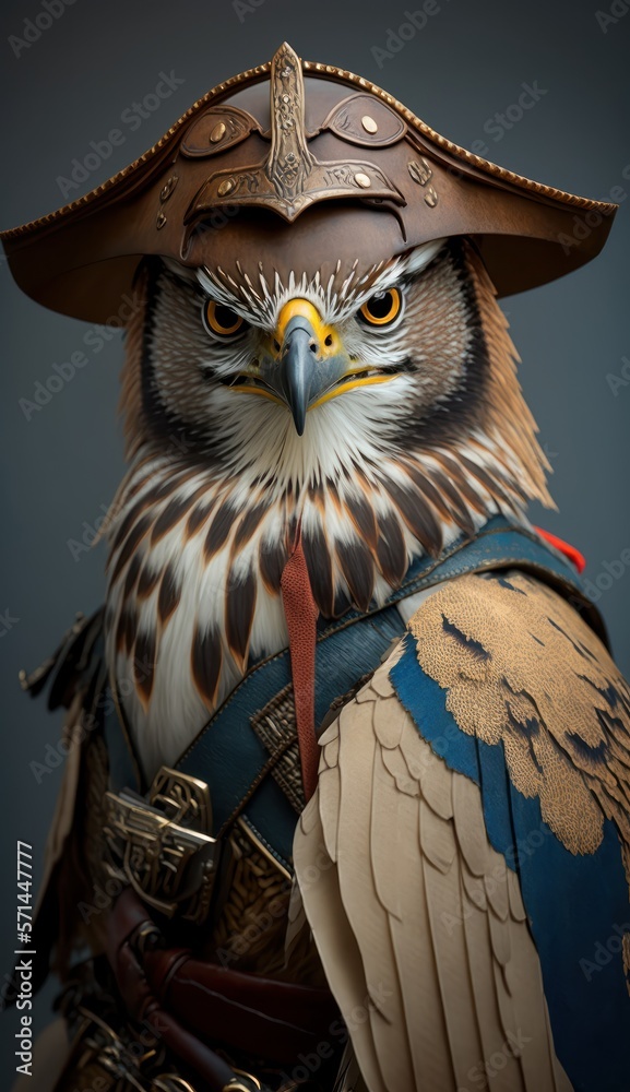 Majestic Animal Hawk Shogun in Samurai Armor: A Depiction of Japanese ...