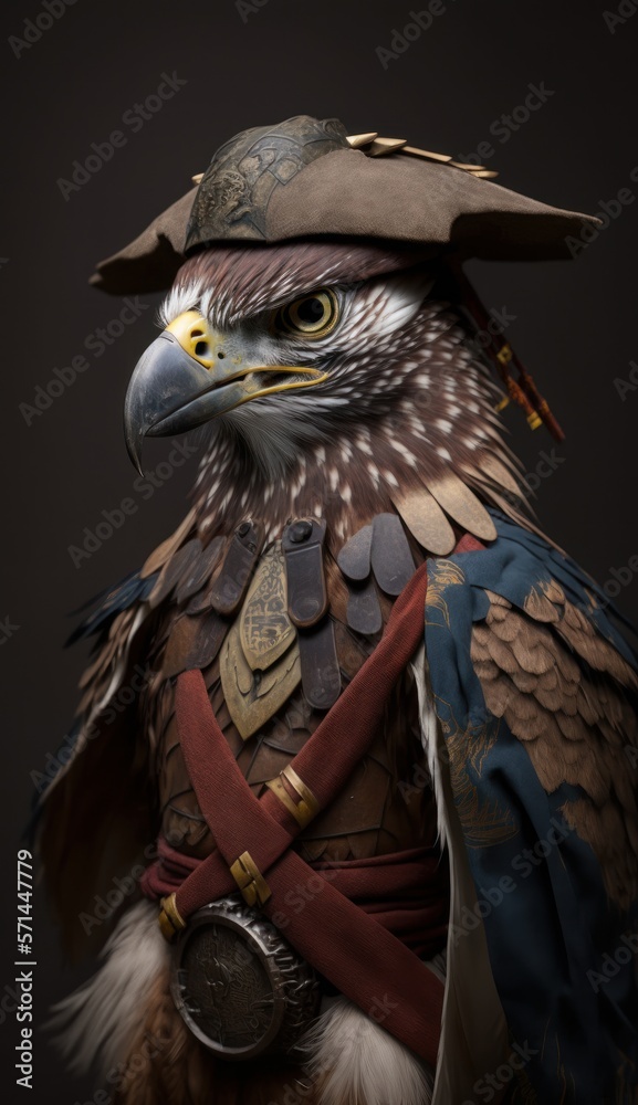 Majestic Animal Hawk Shogun in Samurai Armor: A Depiction of Japanese ...