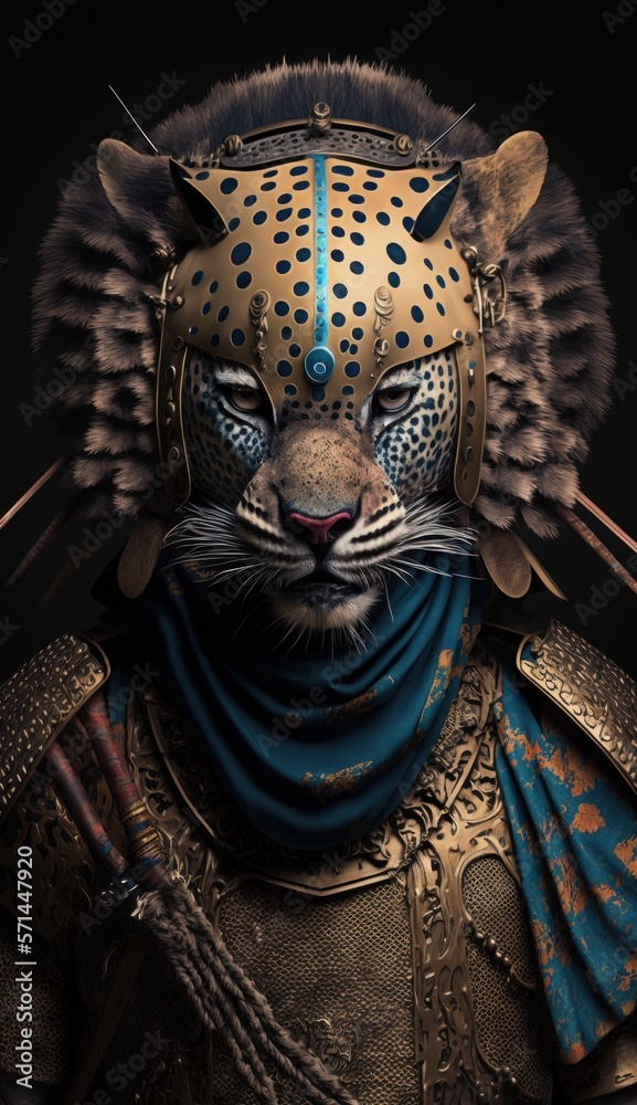 Majestic Animal Jaguar Shogun in Samurai Armor: A Depiction of Japanese ...
