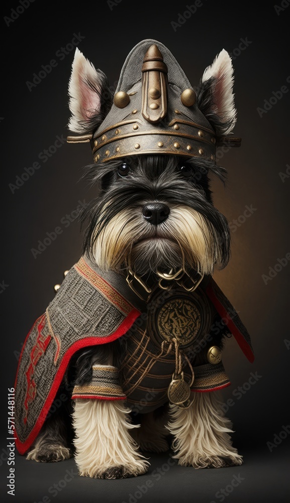 Majestic Animal Miniature Schnauzer Shogun in Samurai Armor: A ...