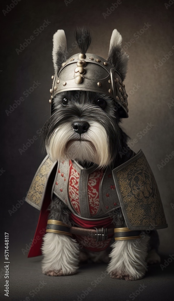 Majestic Animal Miniature Schnauzer Shogun in Samurai Armor: A ...