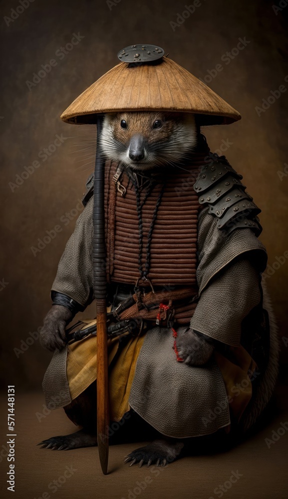 Majestic Animal Mongoose Shogun in Samurai Armor: A Depiction of ...