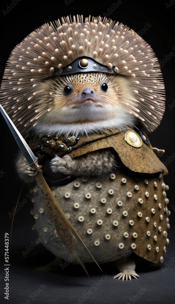 Majestic Animal pufferfish Shogun in Samurai Armor: A Depiction of ...