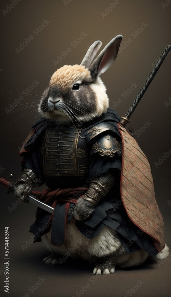Majestic Animal Rabbit Shogun in Samurai Armor: A Depiction of Japanese ...