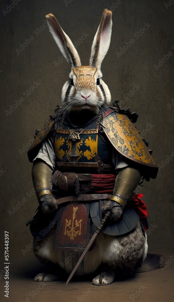 Majestic Animal Rabbit Shogun in Samurai Armor: A Depiction of Japanese ...