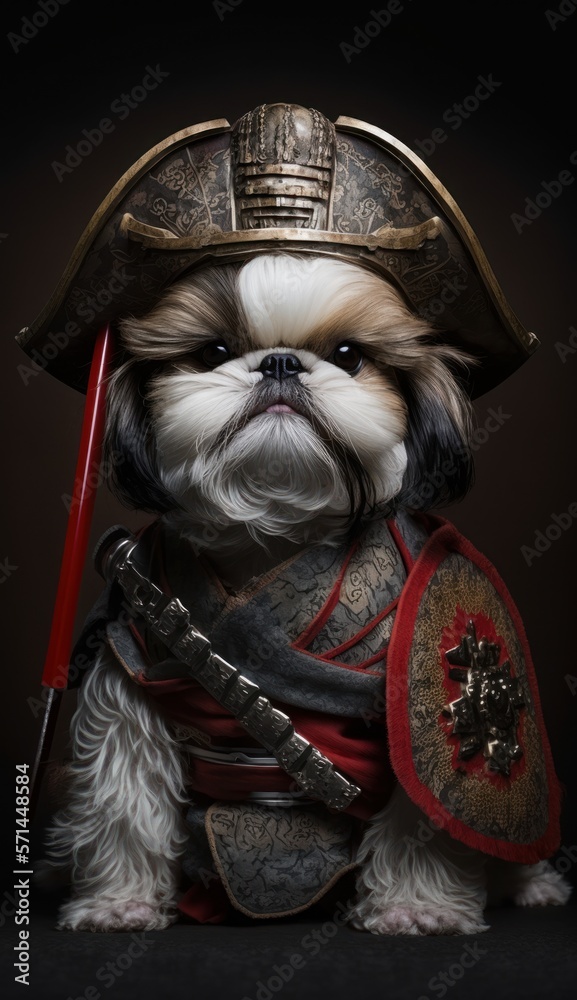 Majestic Animal Shih Tzu Shogun in Samurai Armor: A Depiction of ...