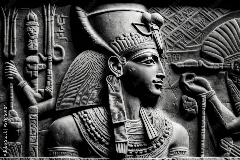 God Hapi's pharaonic engraving in Egypt 5 lbs. macro. Frieze from an ...