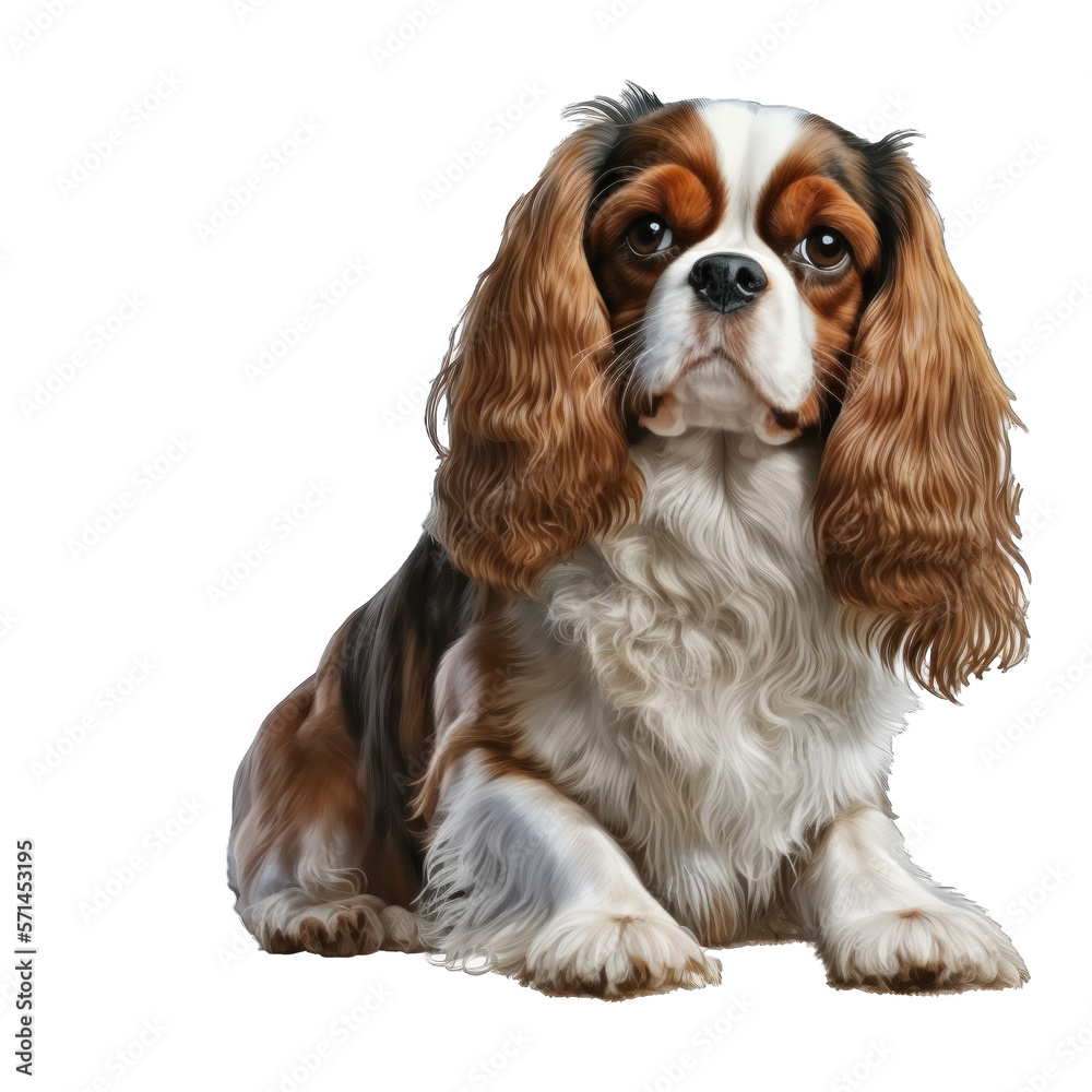 Animal Cavalier King Charles Spaniel dog Design Elements Isolated ...