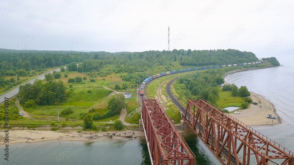 Russia, Baikal - August 02, 2018: Trans-Siberian Railway, the coast of ...