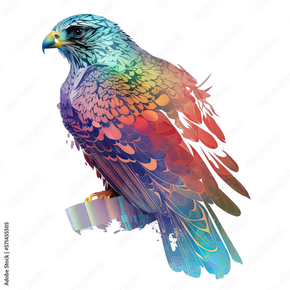 Animal Falcon Design Elements Isolated Transparent Background: Colorful ...