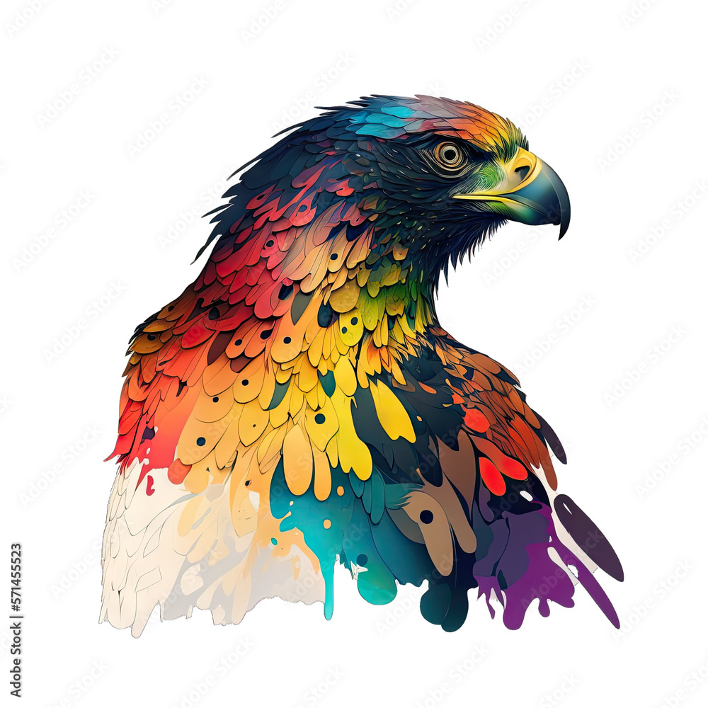 Animal Hawk Design Elements Isolated Transparent Background: Colorful ...