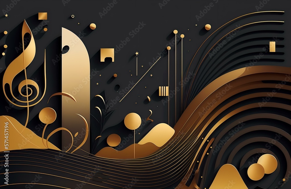 abstract gold music background (AI Generated) Stock Illustration ...