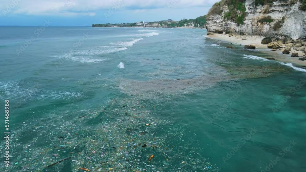 Ocean and plastic pollution and Bali beach. Pollution by plastic ...