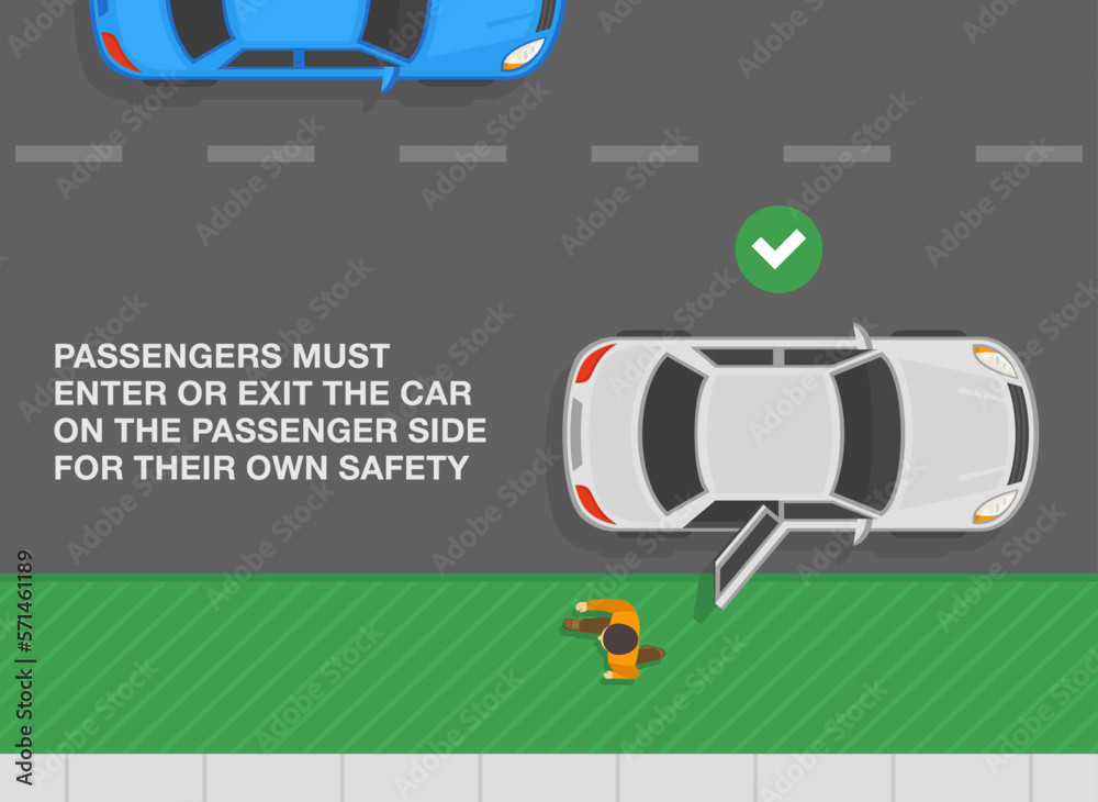 Safe car driving tips and traffic regulation rules. Safe passenger drop ...