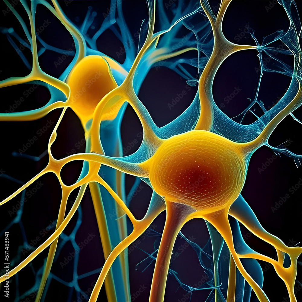 Nerve cell and nerve fibers of a living organism. AI generation Stock ...