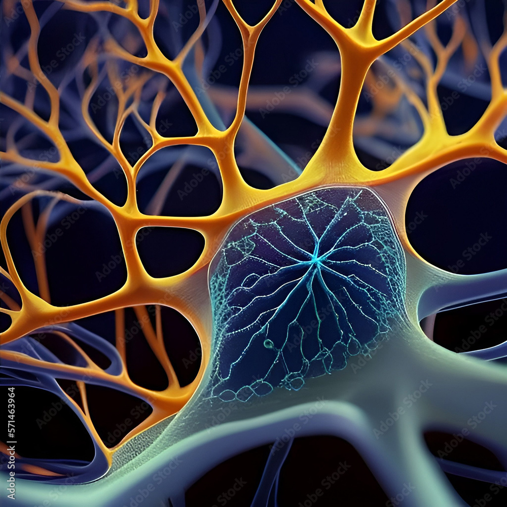 Nerve cell and nerve fibers of a living organism. AI generation Stock ...