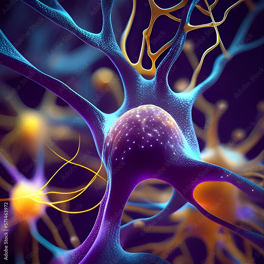 Nerve cell and nerve fibers of a living organism. AI generation Stock ...