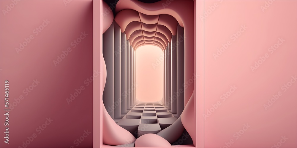 Epic Cinematic Pink abstract art on a pink wall, pink modern design and ...
