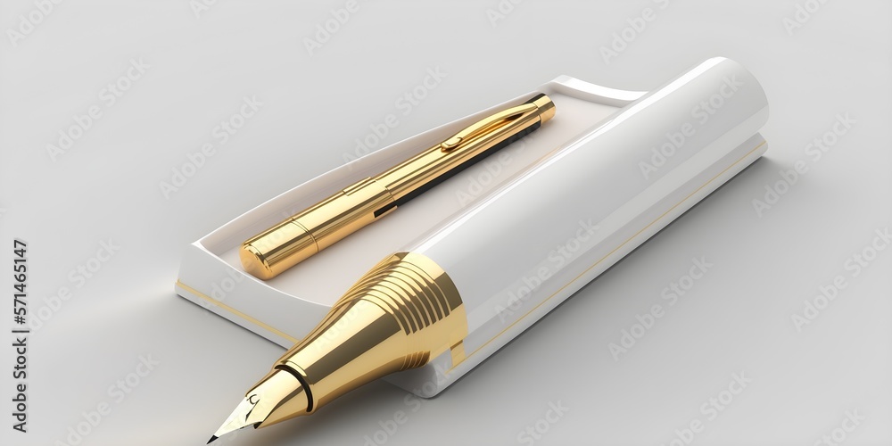 Writing pen in gold, exclusive pen, stylograph, ink pen, reservoir pen ...