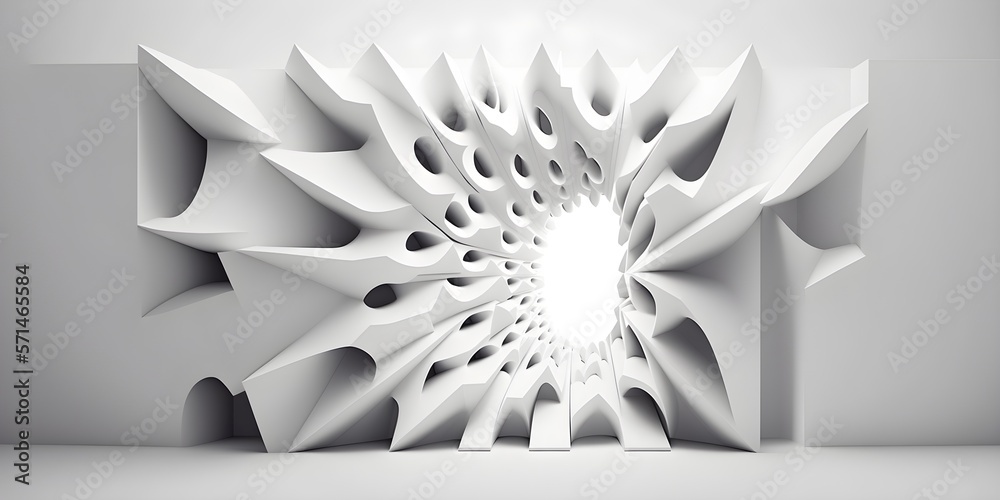 White abstract art on a white wall, white modern design and white ...