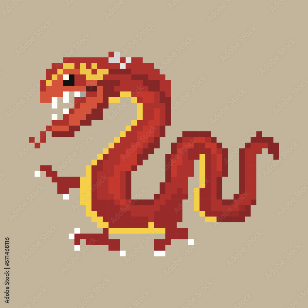 Vektorová grafika „Pixel art flying dragon, dragon pixel illustration ...