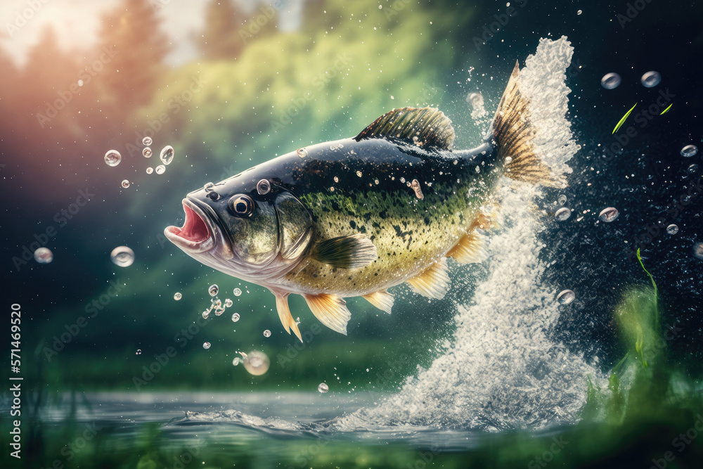Bass Fish Jumping Out Of Water