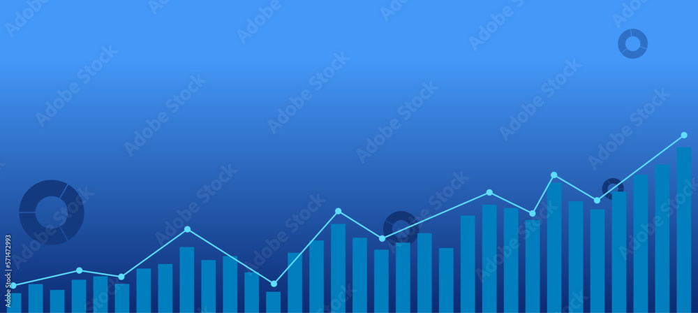 Statistical background with landscape size in blue, with bar graph ...